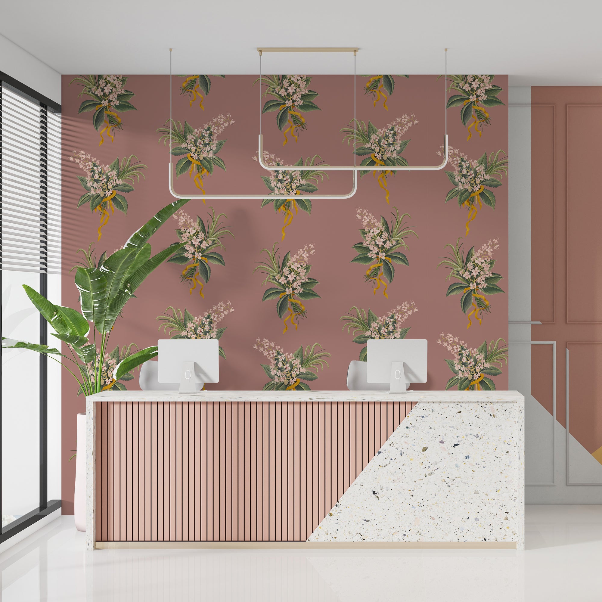 CHESTNUT BOUQUET WALLPAPER - DUSTY – Kate Walton Collections