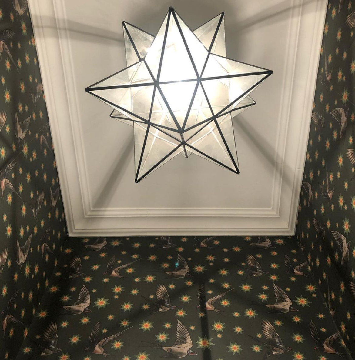 SWALLOWS & STARS WALLPAPER - MOSS – Kate Walton Collections